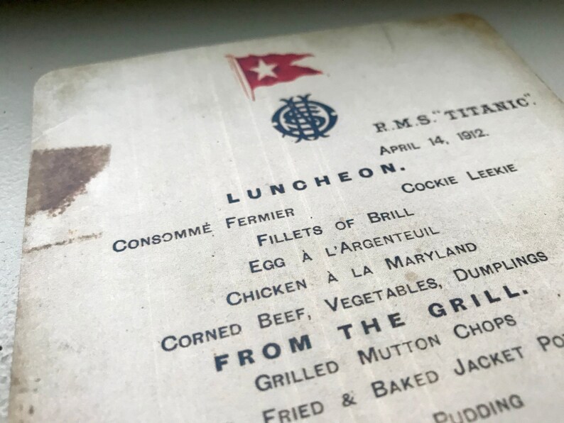 RMS Titanic Luncheon Menu and Postcard - Titanic Artifact Reproductions ...