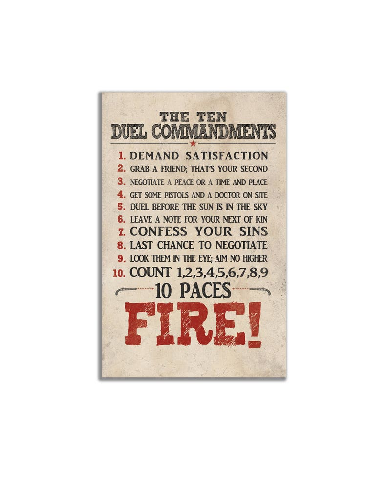 Hamilton Musical Print - "ten Duel Commandments" - 11x17 - Etsy