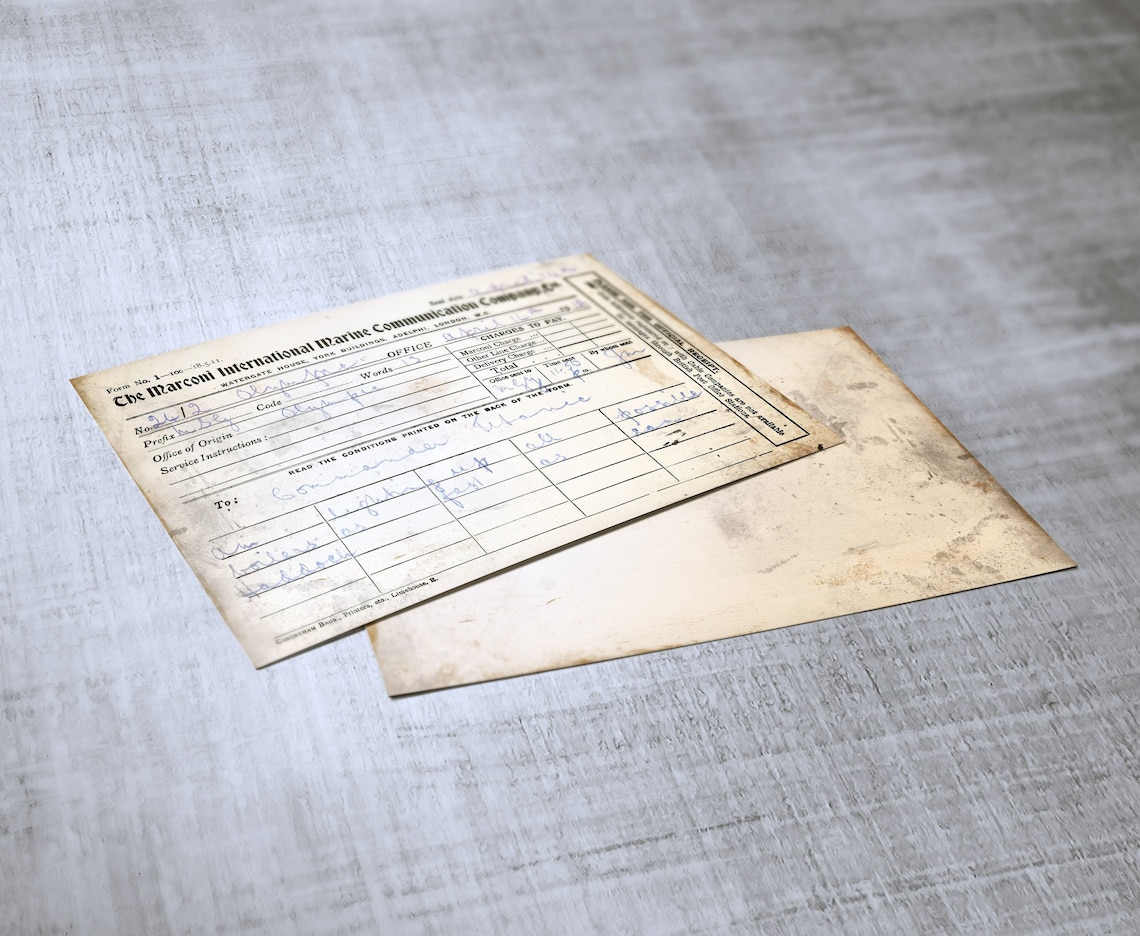 RMS Titanic Wireless Distress Telegram - Olympic to Titanic - Artifact ...