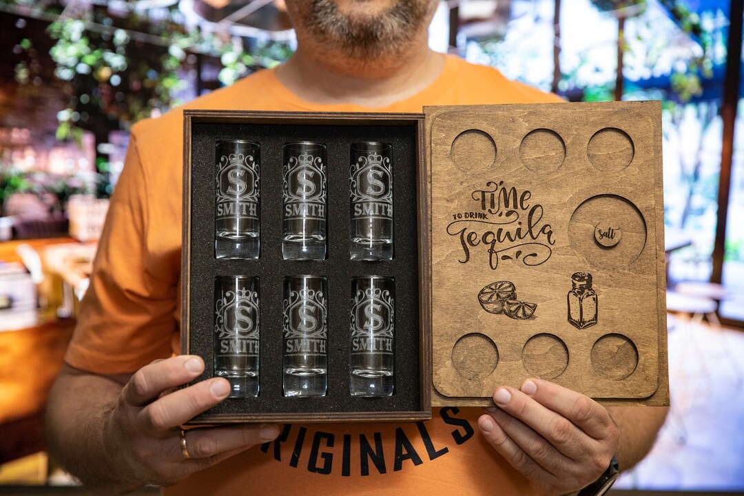 Engraved Tequila Shots in Personalized Wooden Box, Tequila Shot Glass ...