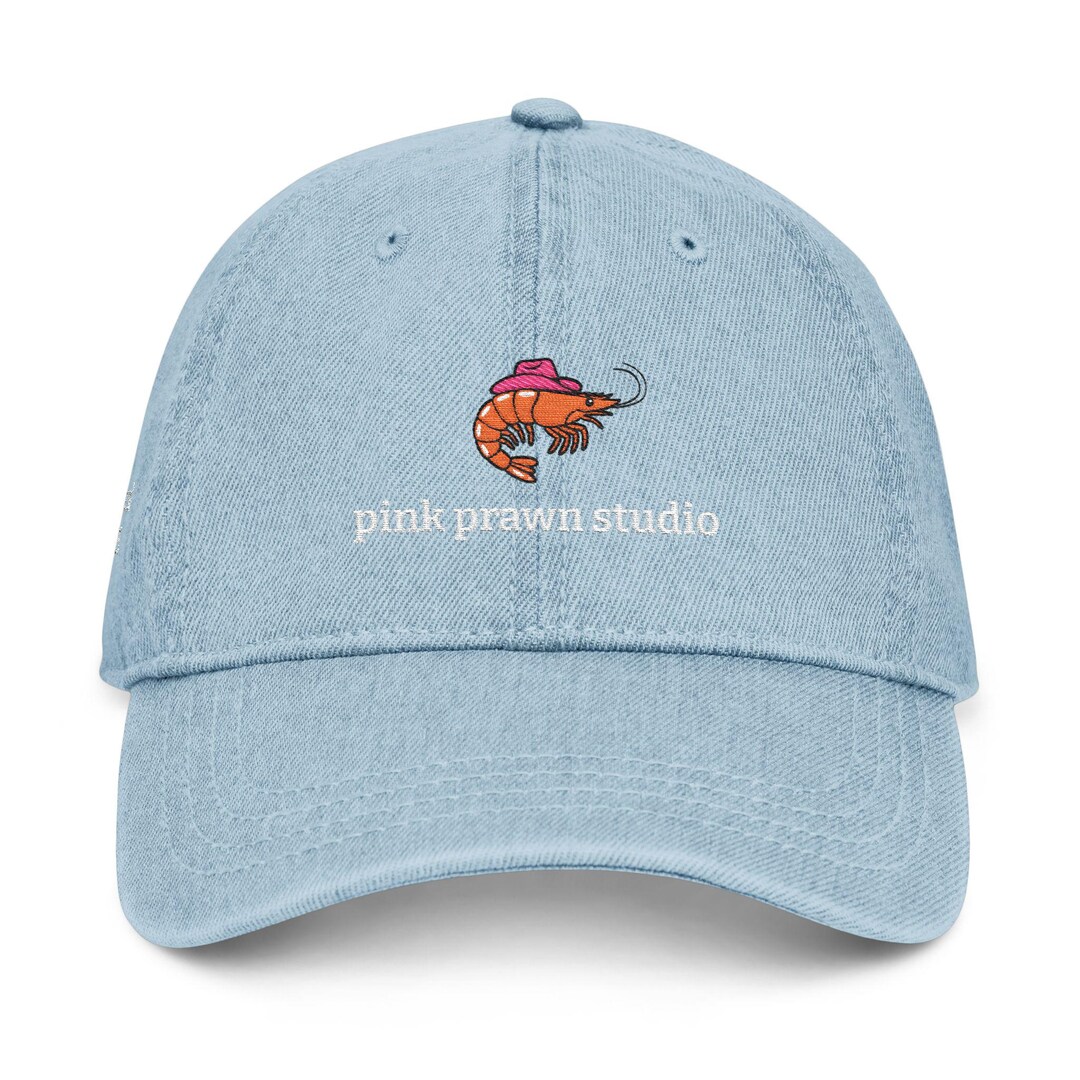 Pink Prawn Logo Denim Hat | Embroidered Baseball Cap - Etsy