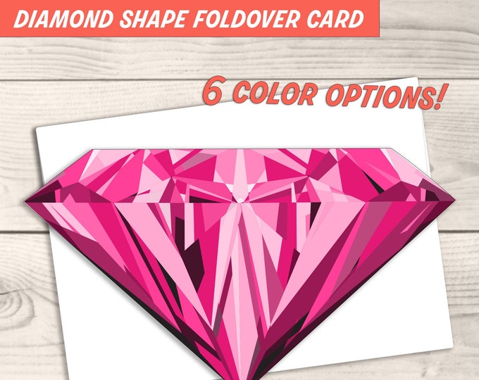 Diamond Shape Greeting Card Gemstone Greeting Card Diamond Cutout Note ...