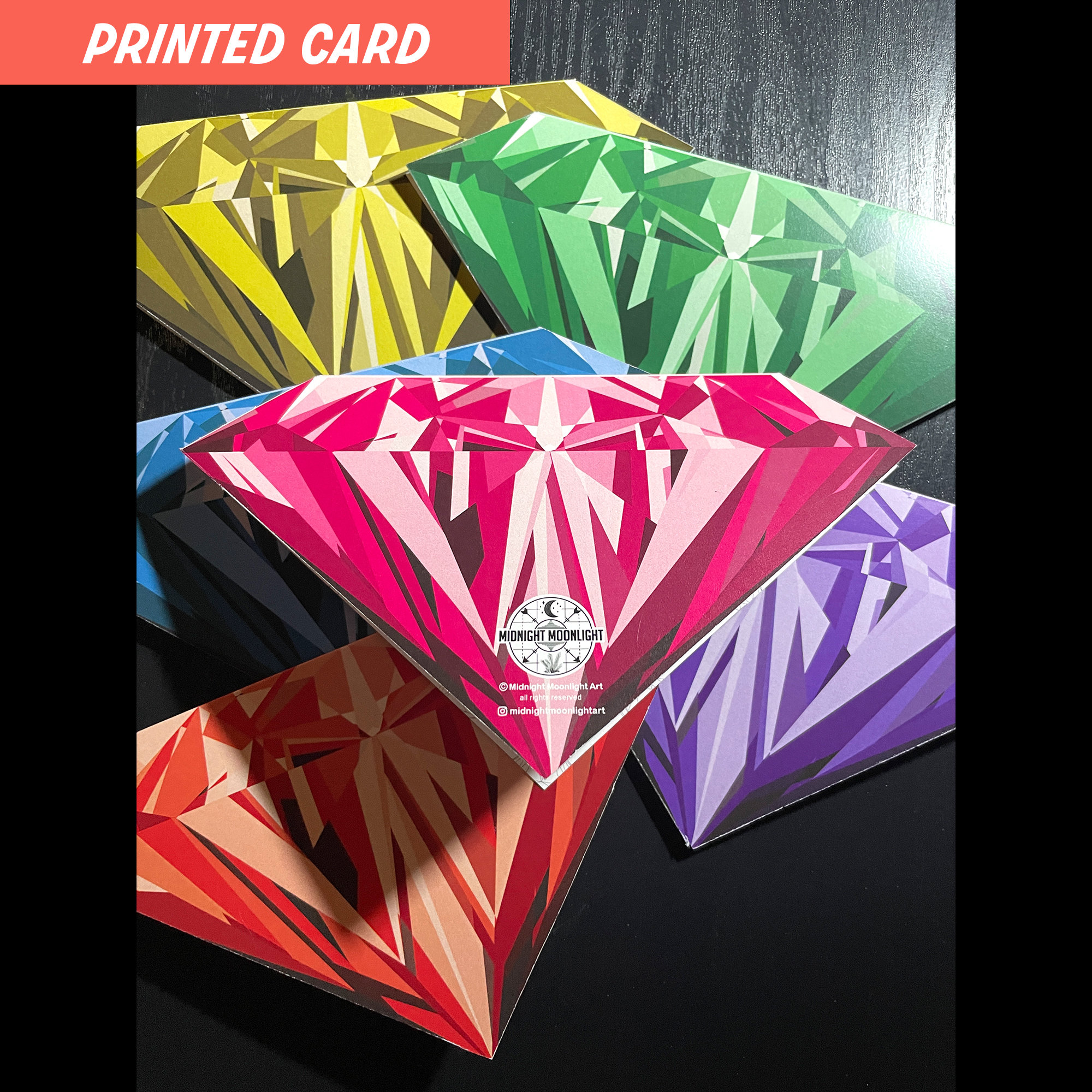Diamond Shape Greeting Card Gemstone Greeting Card Diamond - Etsy