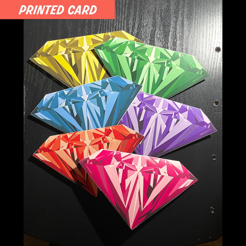 Diamond Shape Greeting Card Gemstone Greeting Card Diamond - Etsy