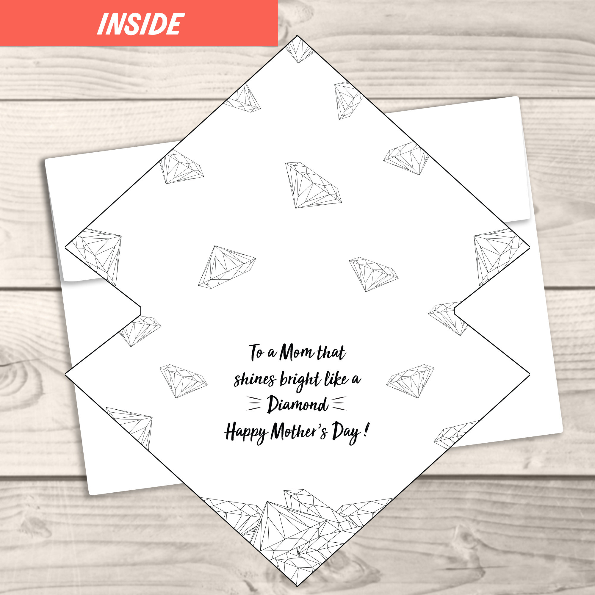 Diamond Shape Greeting Card Gemstone Greeting Card Diamond - Etsy