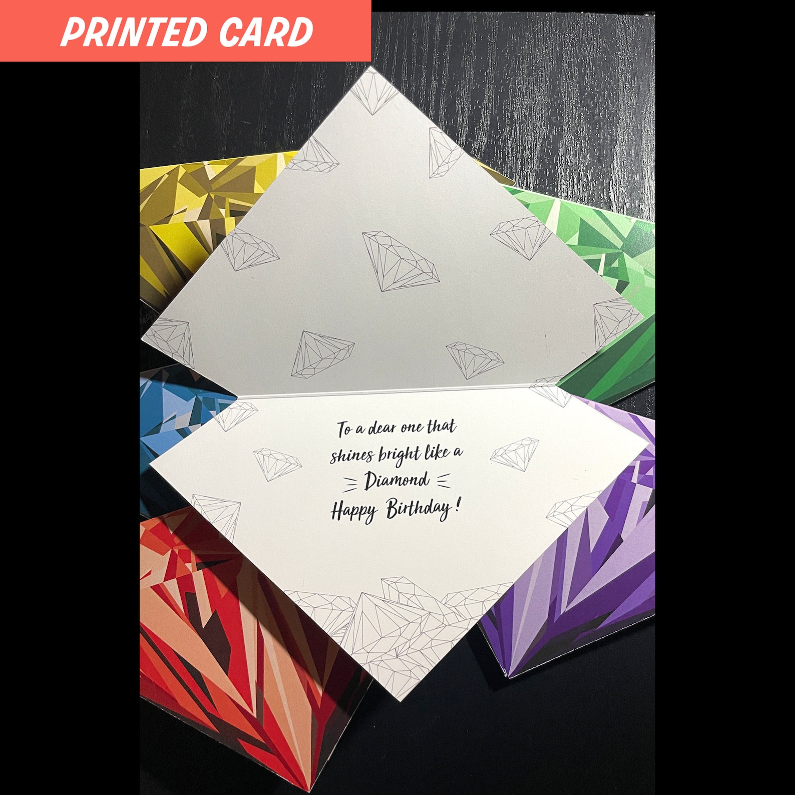 Diamond Shape Greeting Card Gemstone Greeting Card Diamond - Etsy