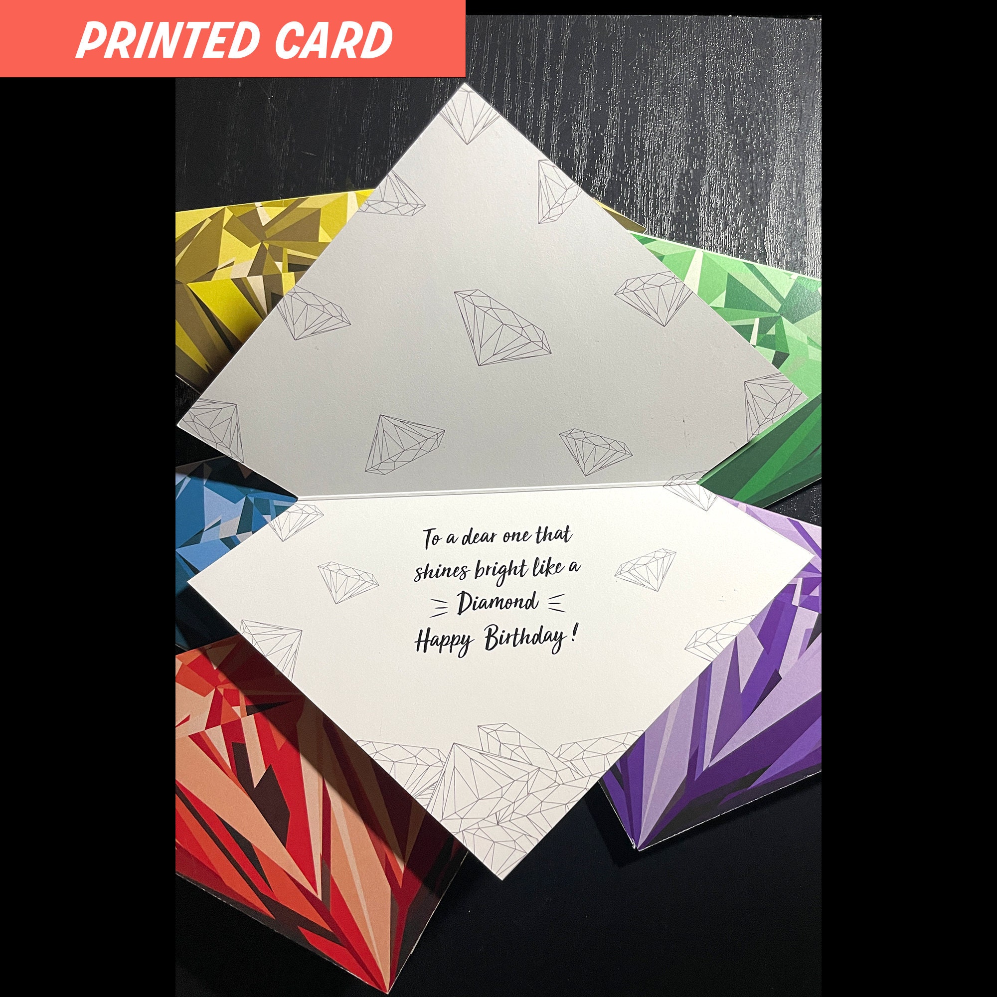 Diamond Shape Greeting Card Gemstone Greeting Card Diamond - Etsy