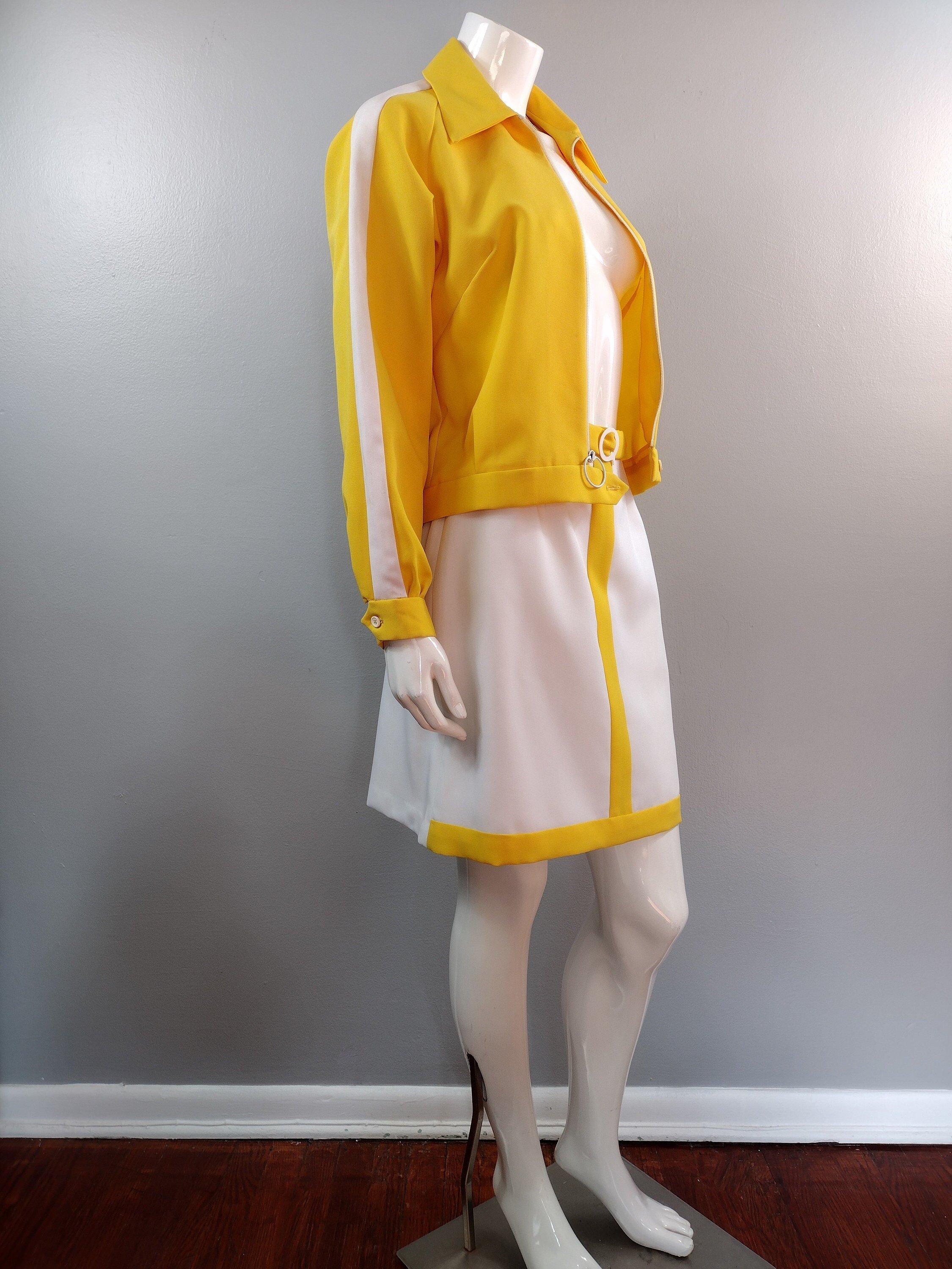 Vintage Suit 1960s Mod Suit 60s Moto Jacket and Mini Skort Mini Skirt ...