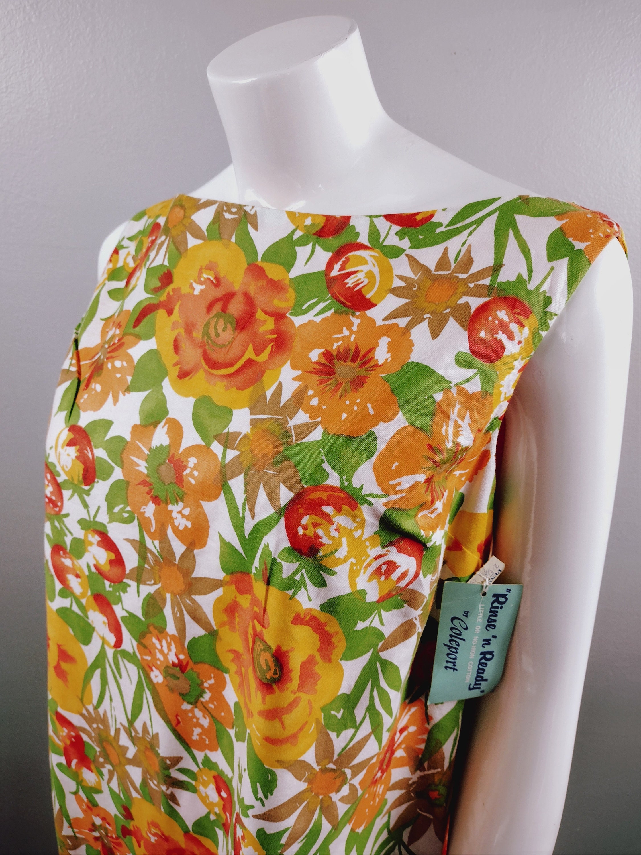 Vintage Shift Dress 1960s Summer Dress DEADSTOCK With Tags Floral Print ...