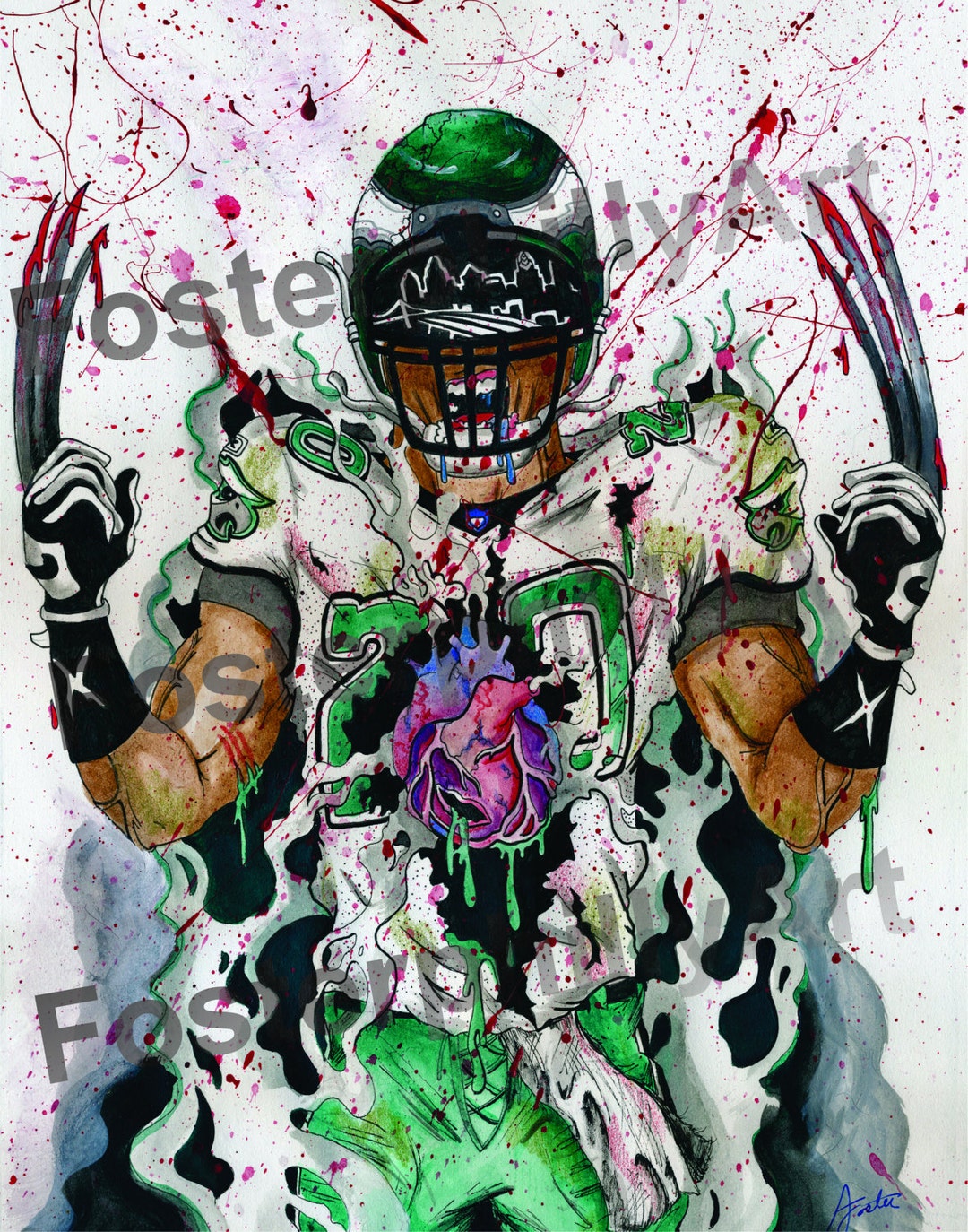 Philadelphia Sports Art - Philadelphia Eagles Brian Dawkins Custom ...