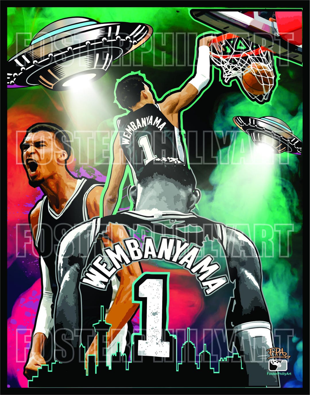 Basketball Sports Art - “THE Alien" WEMBY Custom Print - Etsy