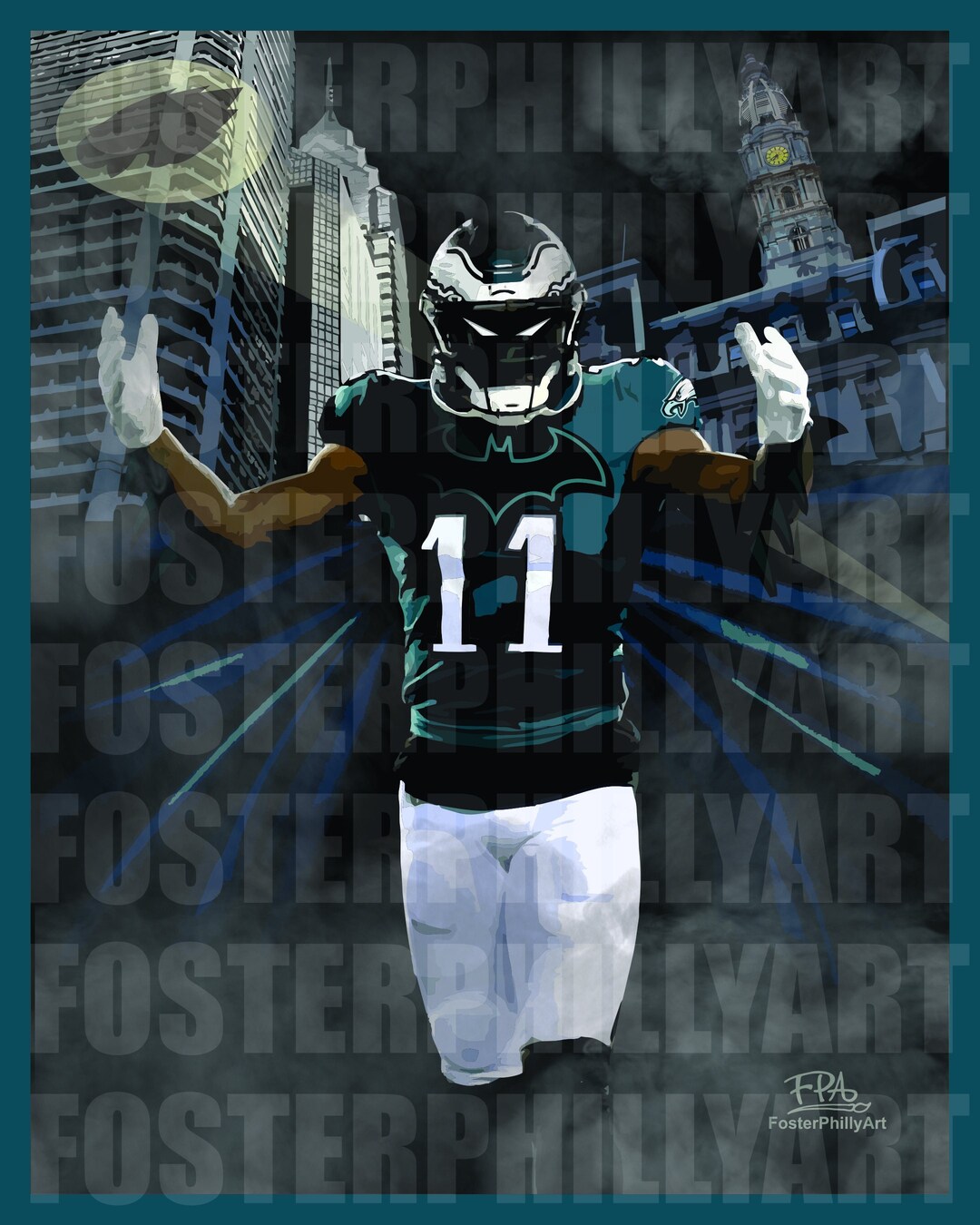 Philadelphia Sport Art swole Batman AJ Brown - Etsy