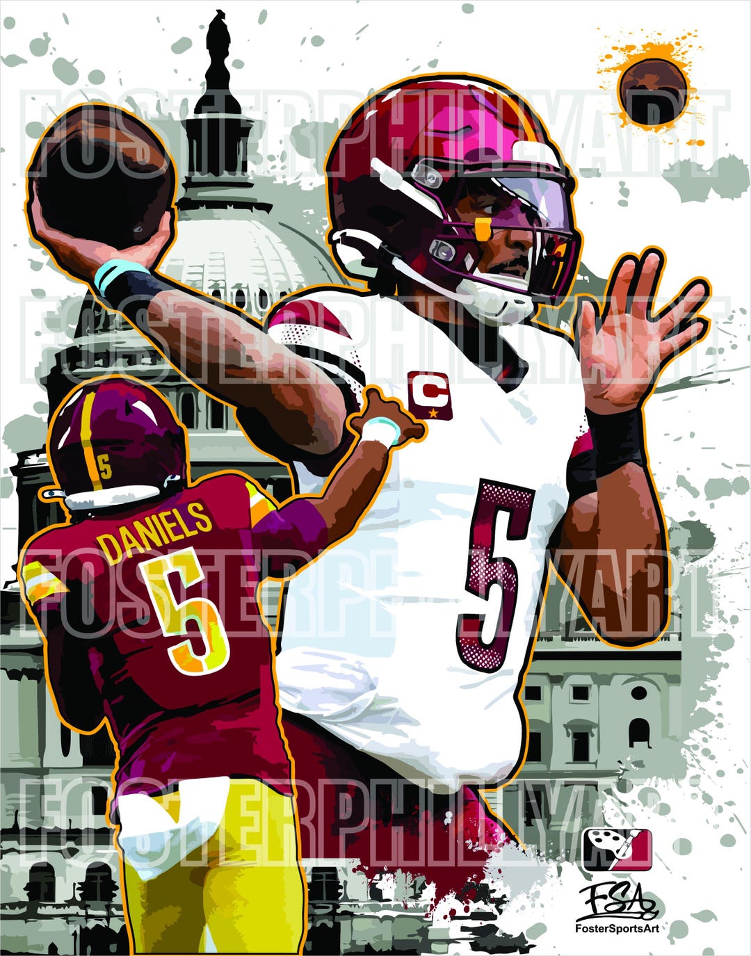 Washington Sports Art - “commander Daniels" Custom Print - Etsy