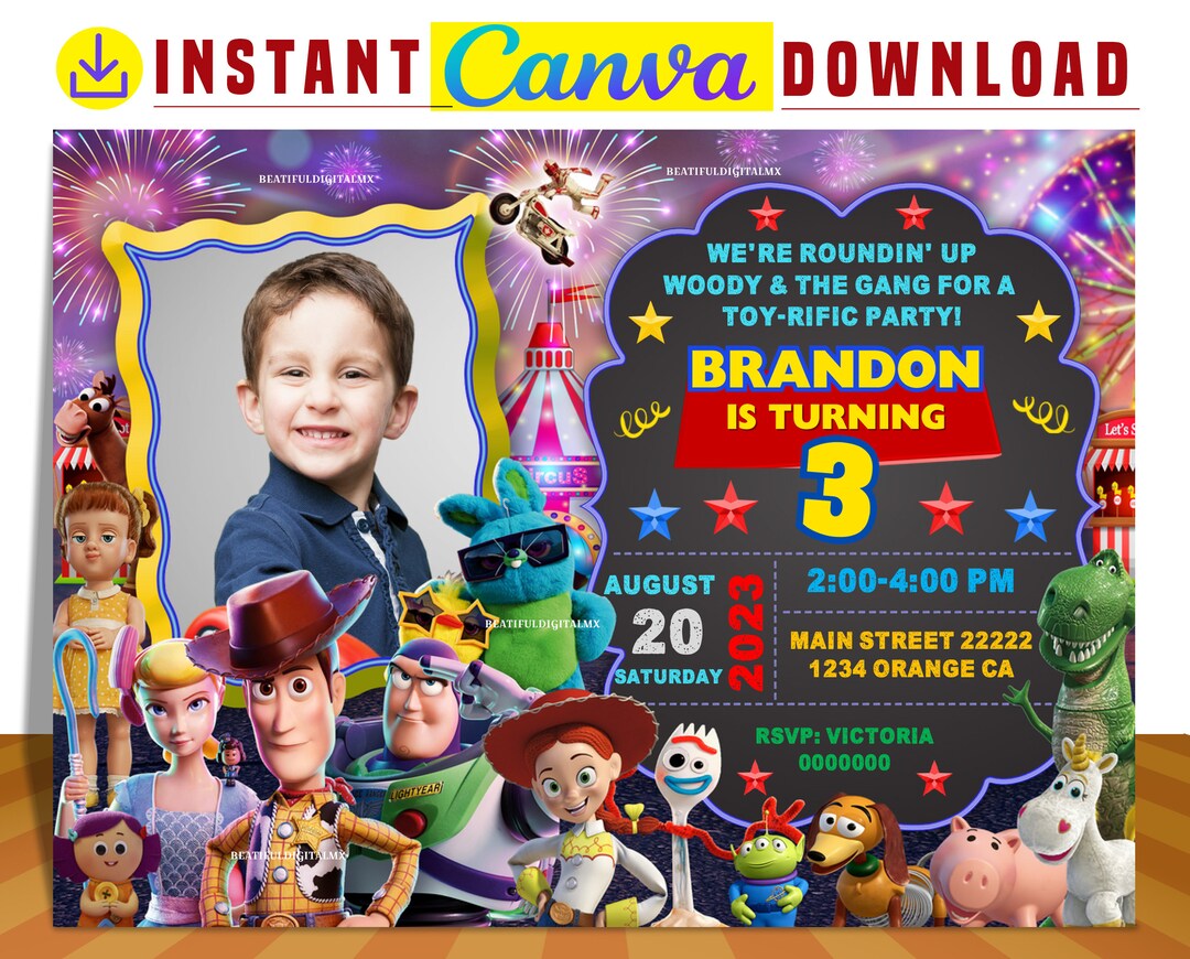 Toy Story Party Printable Template Photo Invitation for - Etsy Hong Kong