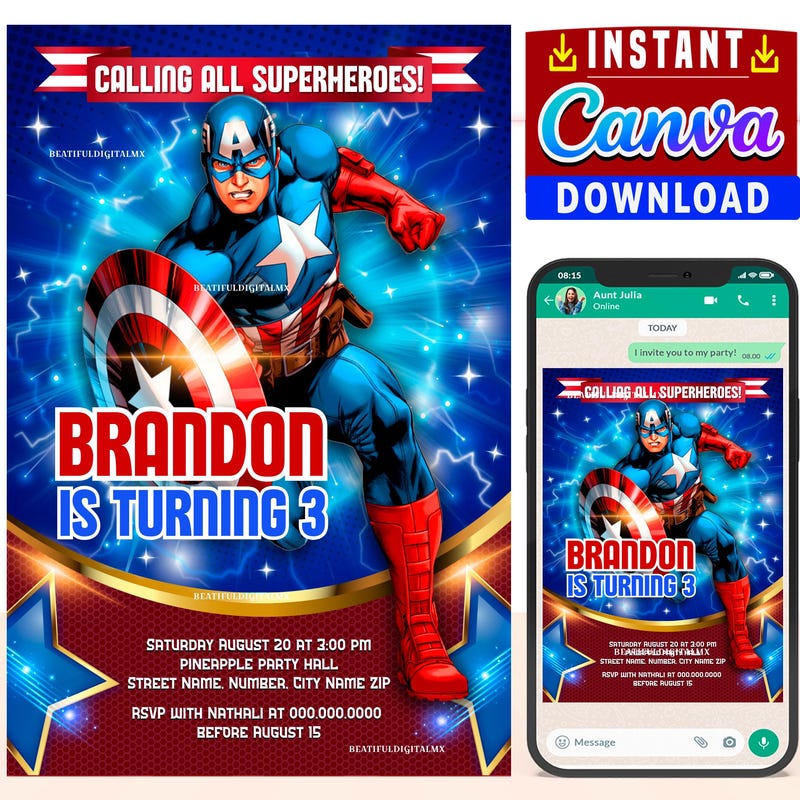 Captain America Birthday - Etsy