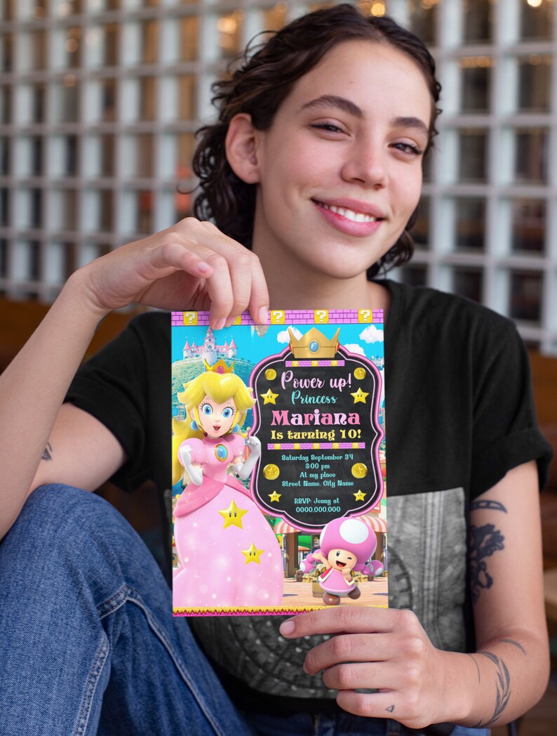 Peach Princess Party Digital Birthday Invitation EDITABLE in CANVA ...