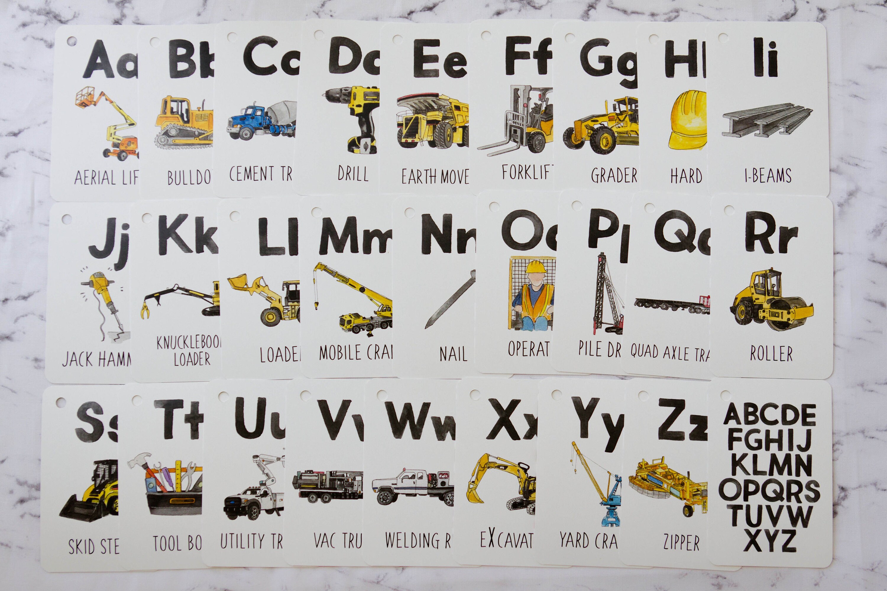 Construction Alphabet Flashcards - Etsy