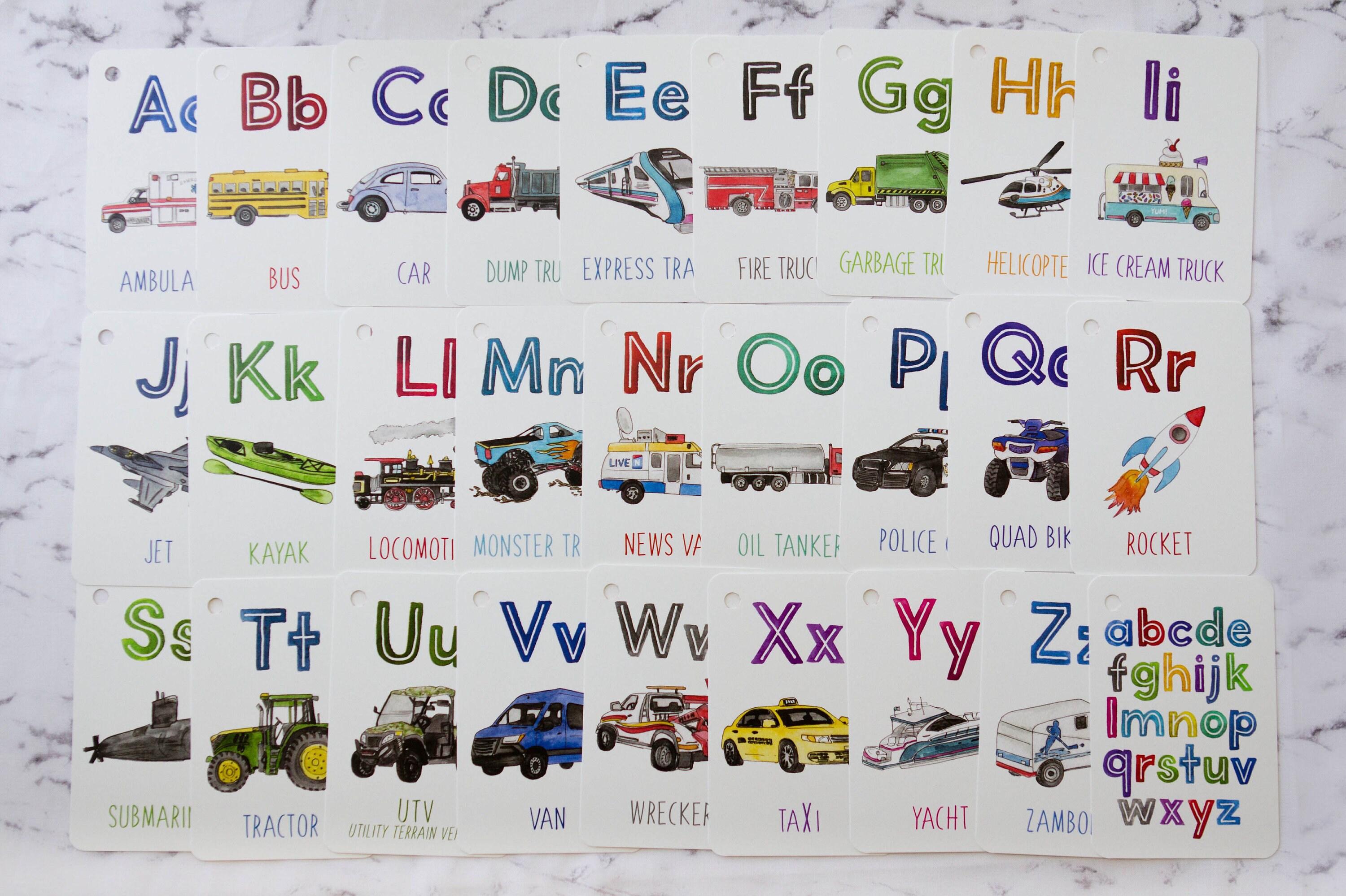 Transportation Alphabet Flashcards - Etsy