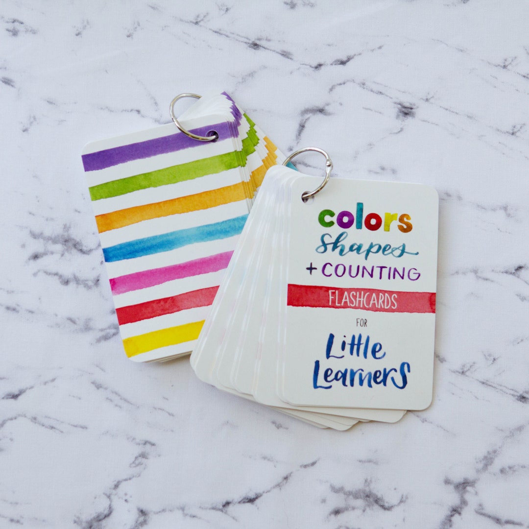 Colors, Shapes & Counting Flashcards - Etsy