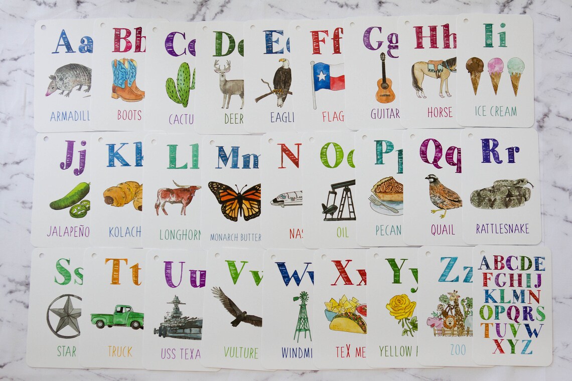 Texas Alphabet Flashcards - Etsy