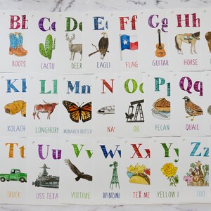 Texas Alphabet Flashcards - Etsy