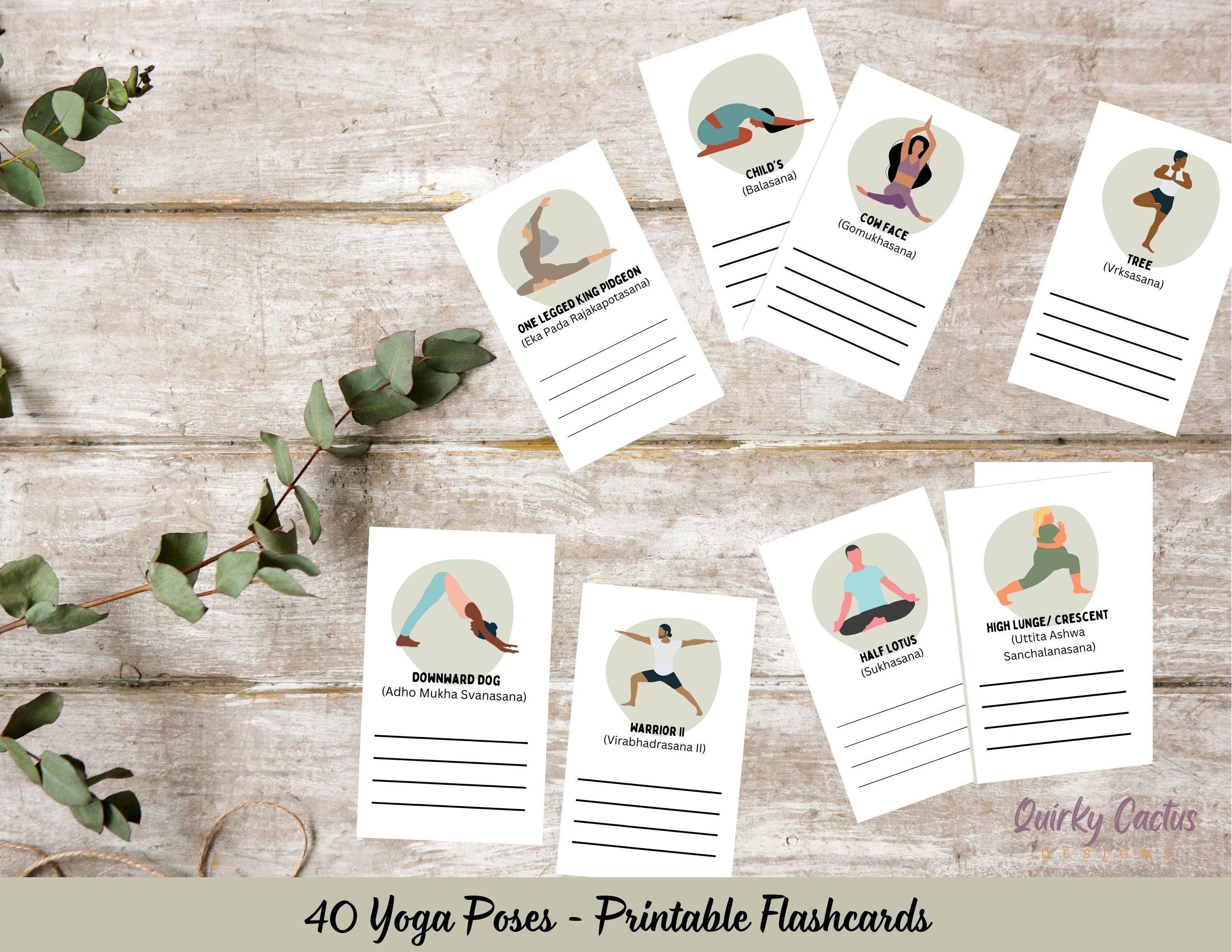 Printable Yoga Pose Flashcards, Yoga Gift, Yoga Practice, Yoga ...