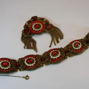 Max Neiger Jewelry Set, 1920s Czech Art Deco Glass Enamel Filigree ...