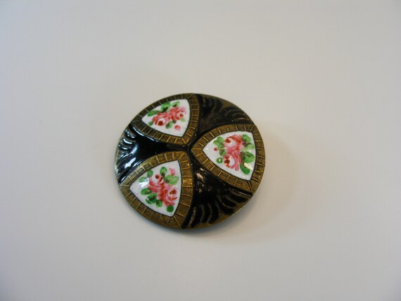 Antique 1920‘s hand painted DEPOSE FRENCH brooch-vint… - Gem