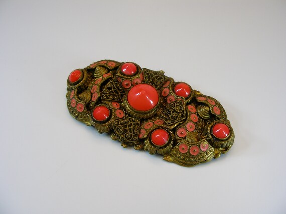 Art Deco Czech Max Neiger Orange Bullet Rhinestones E… - Gem