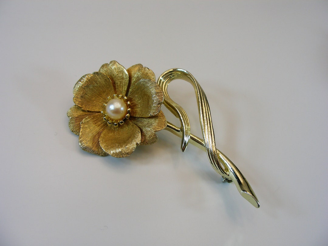 MARCEL BOUCHER Flower Brooch, Pearl Flower Jewelry, Vintage Brooch ...