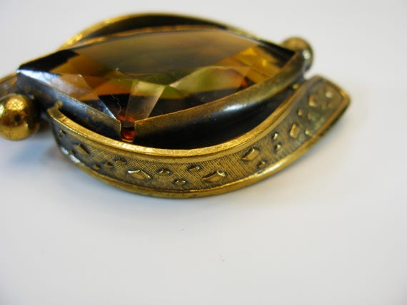 Art Deco Smokey Topaz Glass Brooch, Vintage Brooch, F… - Gem