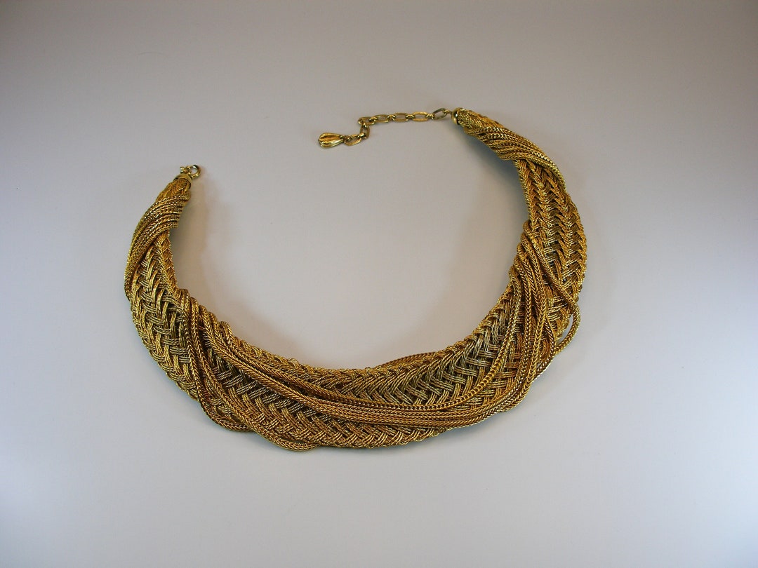 Vintage Cleopatra Choke, Wide Gold Rope Statement Choker, Egypt ...