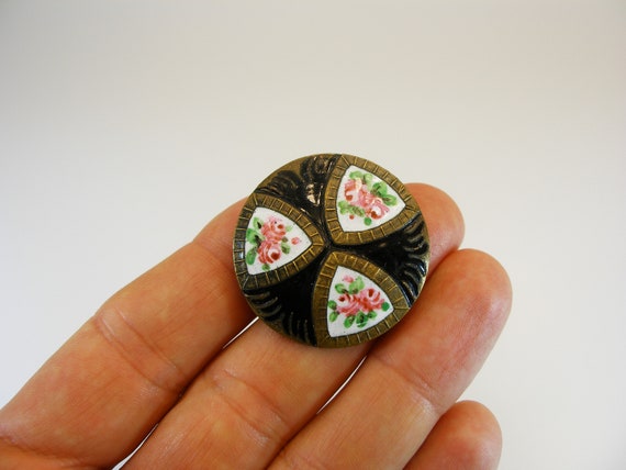 Antique 1920‘s hand painted DEPOSE FRENCH brooch-vint… - Gem