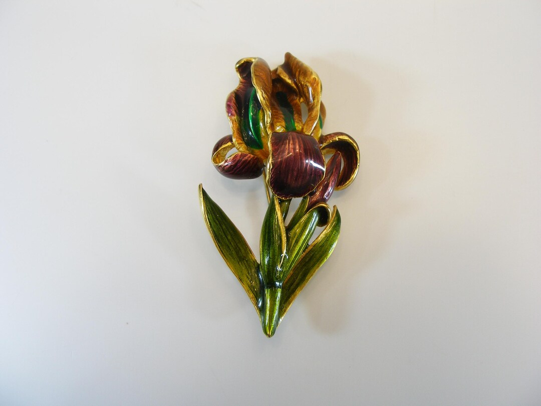 MFA Museum of Fine Arts Blue Enamel Iris Flower Brooch, Flower Vintage ...