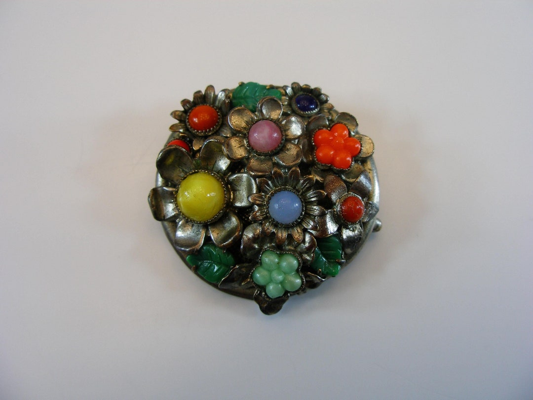 1920s Czech Filigree Brooch-vintage NEIGER Brooch-art Deco Neiger Glass ...