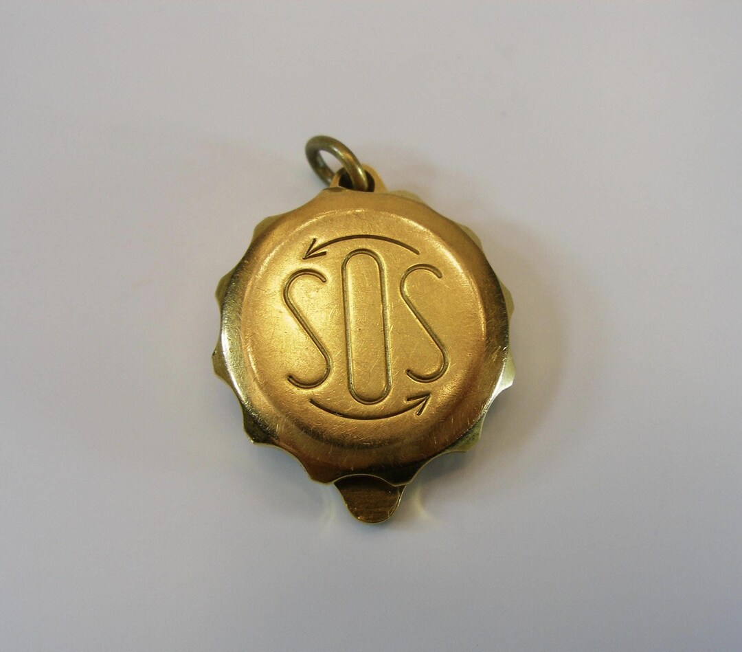 Vintage SOS Locket Pendant-vintage Emergency Accessory-vintage Gold ...