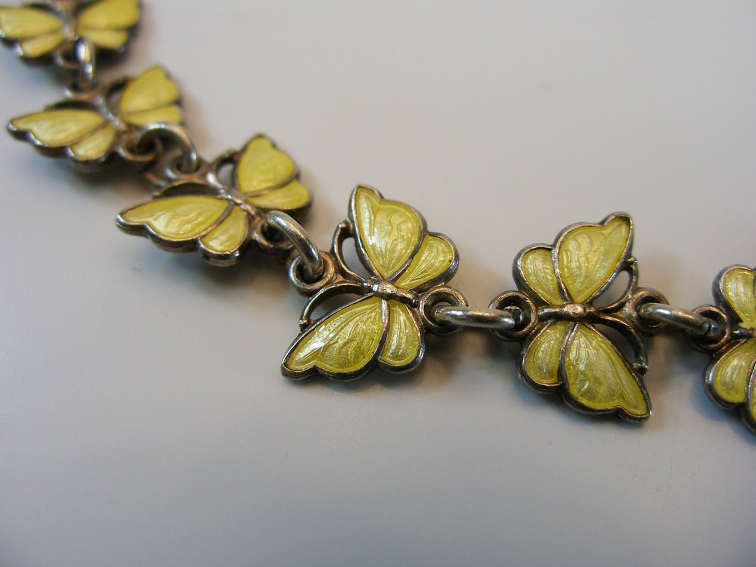 Volmer Bahner Denmark Necklace Choker Vintage 1960s Yellow Guilloche ...