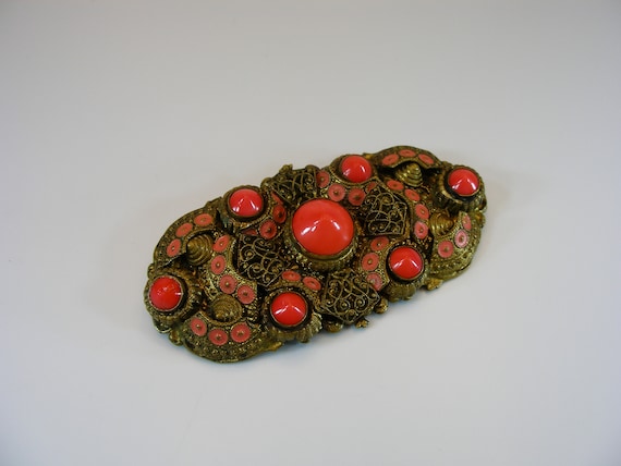 Art Deco Czech Max Neiger Orange Bullet Rhinestones E… - Gem