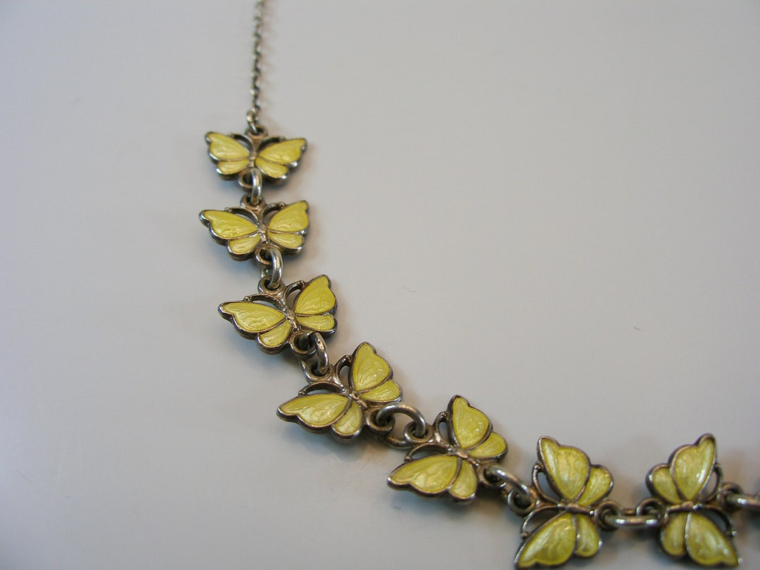 Volmer Bahner Denmark Necklace Choker Vintage 1960s Yellow Guilloche ...