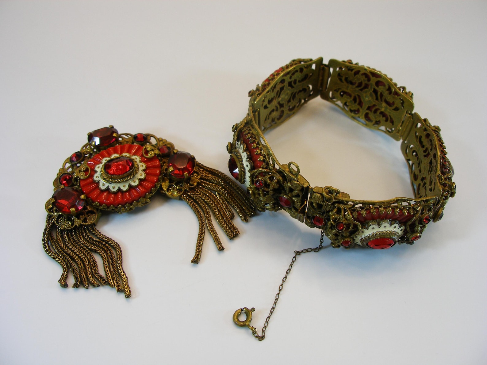 Max Neiger Jewelry Set, 1920s Czech Art Deco Glass Enamel Filigree ...
