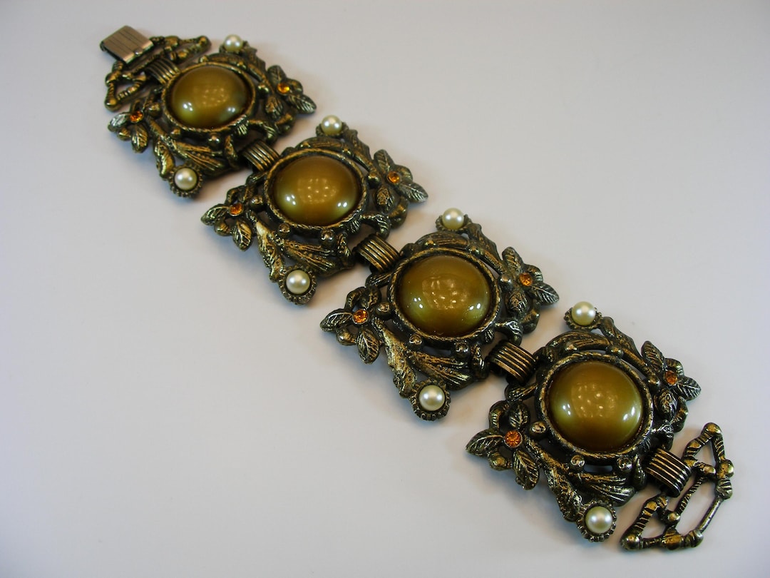 Selro Selini Bracelet Wide Filigree Panel Rhinestones Rare Jewelry ...