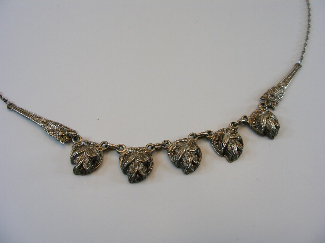 Art Deco Sterling Silver Choker, Antique Marcasite Choker Necklace ...
