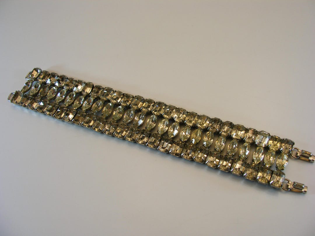 Rare ROYAL of PITTSBURGH Clear Rhinestone Silver Bracelet Signed ...