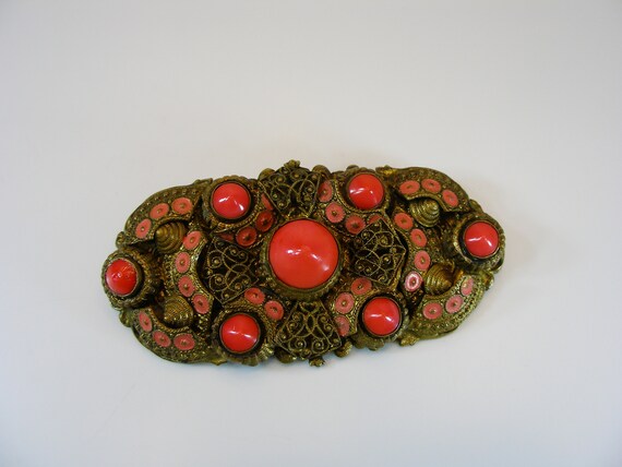 Art Deco Czech Max Neiger Orange Bullet Rhinestones E… - Gem