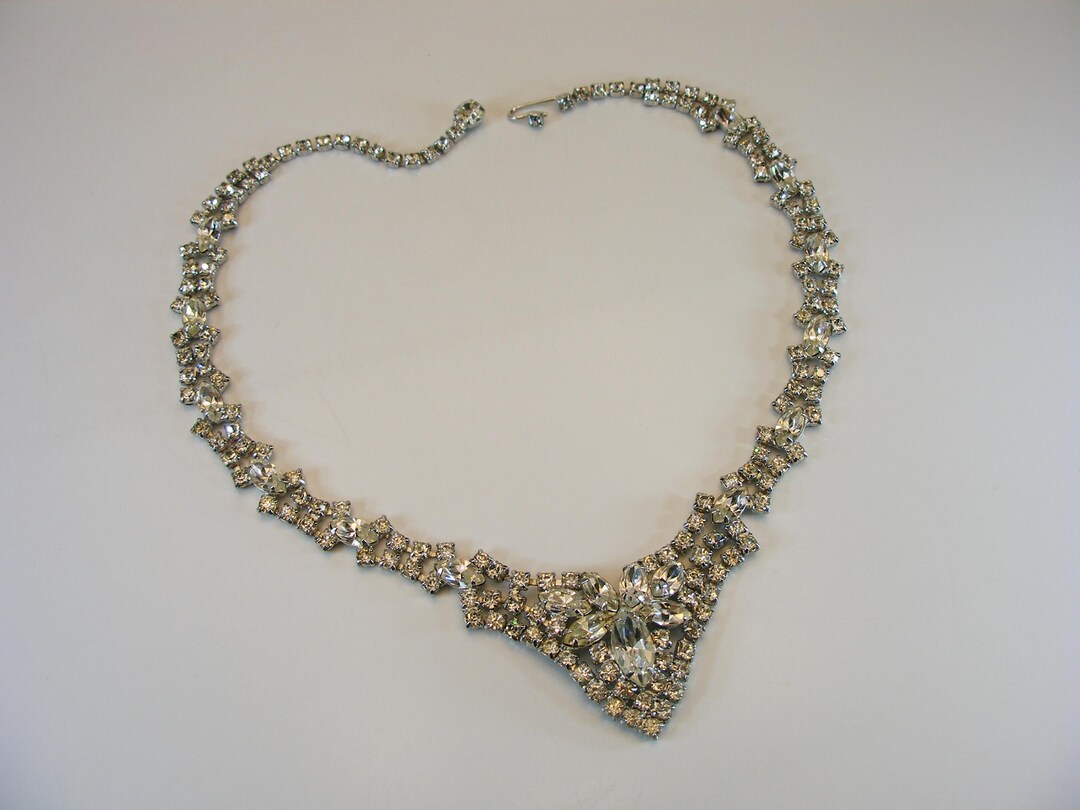 Vintage KRAMER of NEW YORK Crystal Clear Rhinestones Choker Necklace ...
