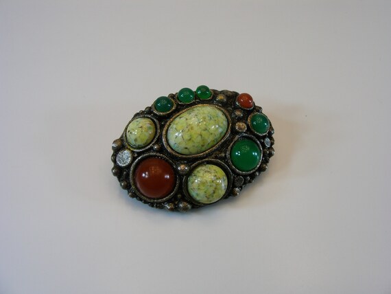 Vintage Old Brooch With Stones oval Brooch 1960s Brooch vintage Pin Brooch Real Stone dress Jewelry Etsy UK