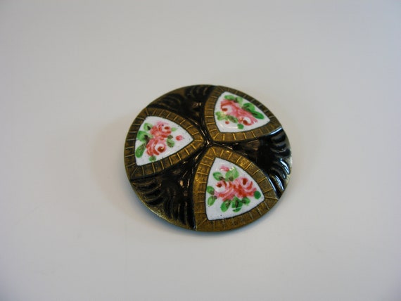 Antique 1920‘s hand painted DEPOSE FRENCH brooch-vint… - Gem