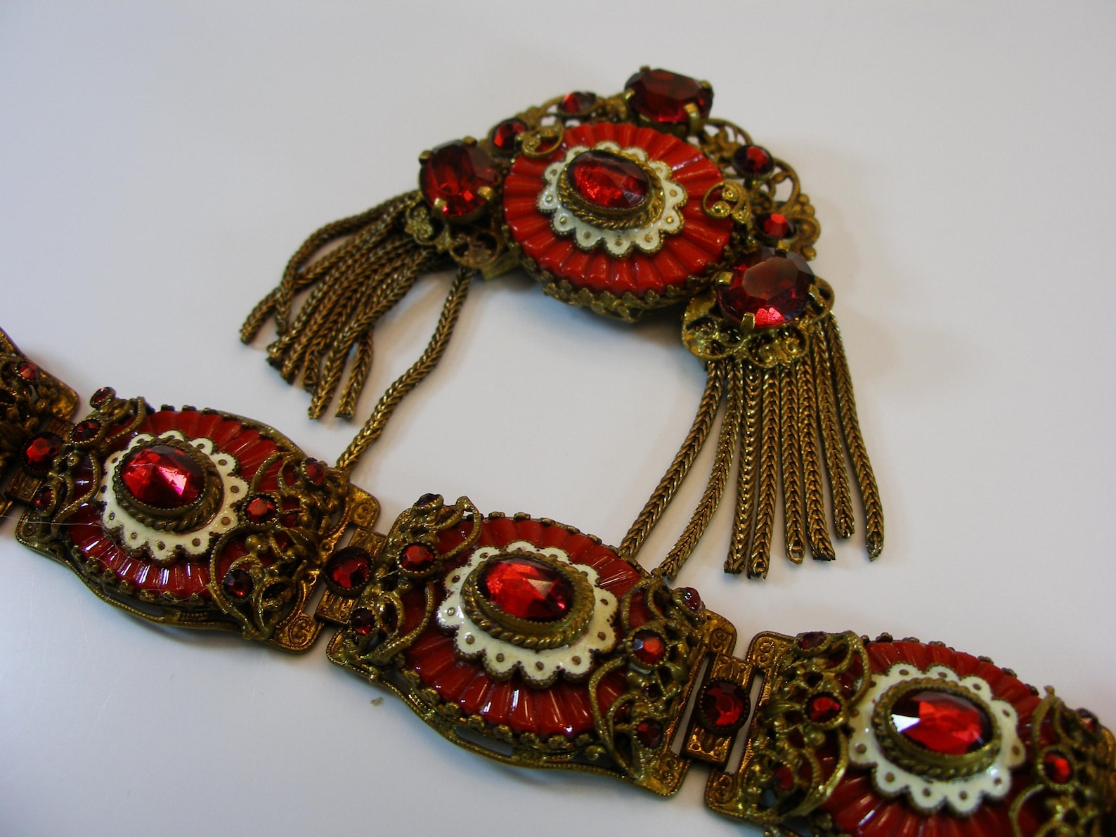 Max Neiger Jewelry Set, 1920s Czech Art Deco Glass Enamel Filigree ...