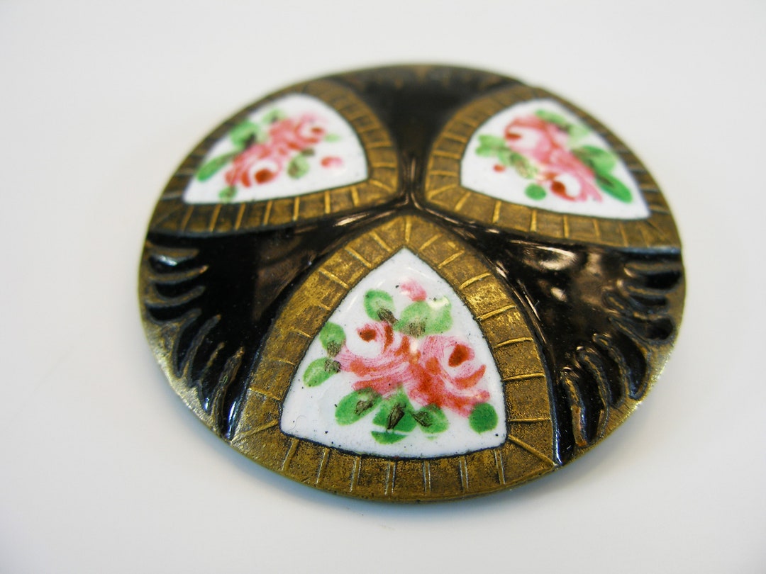 Antique 1920‘s Hand Painted DEPOSE FRENCH Brooch-vintage Brooch-round ...