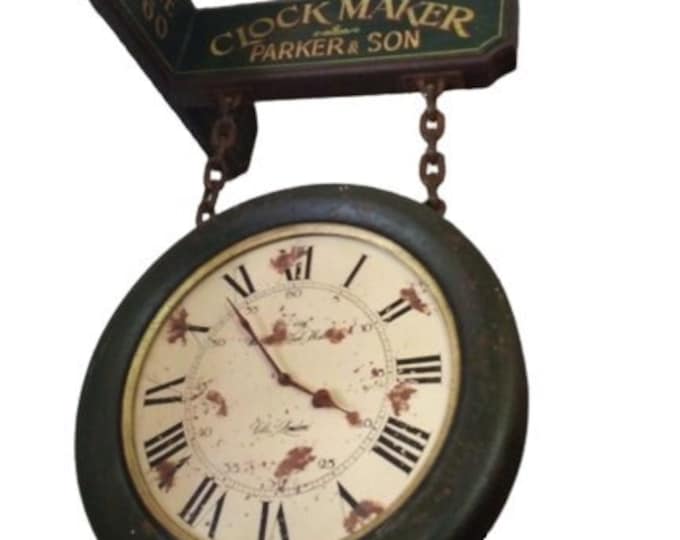Vintage Wooden Wall Clock Double Sided Wood Wall Decor Train Station ...